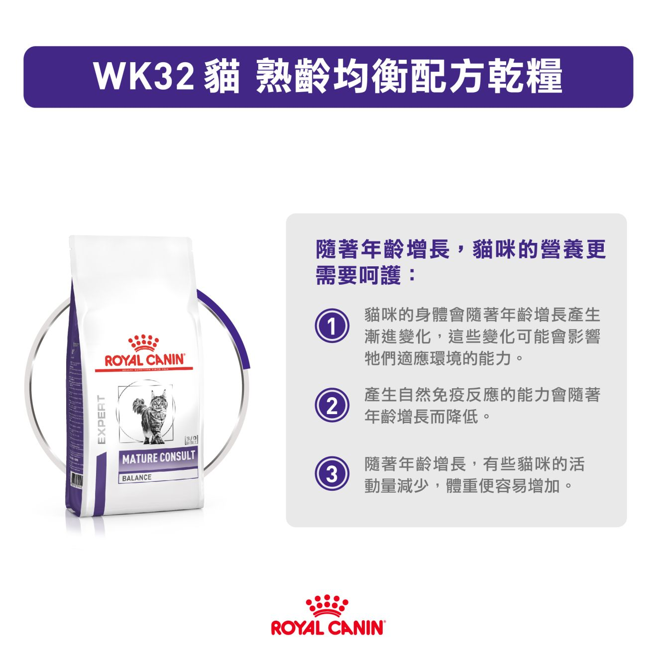 WK32 貓 熟齡均衡配方（7歲以上） | Royal Canin Taiwan